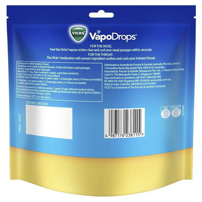 Buy Vicks VapoDrops Butter Menthol 70 Lozenges online at Chemist Warehouse