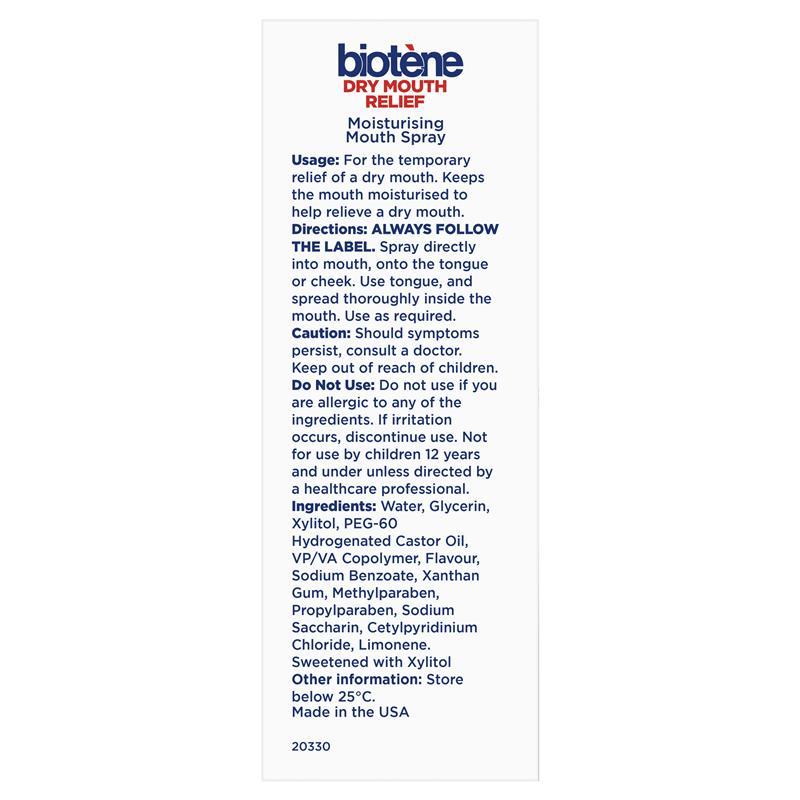 Buy Biotene Dry Mouth Relief Spray Gentle Mint 50ml online at Chemist ...
