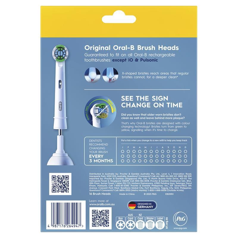 Buy Oral B Power Toothbrush Everyday Clean Refills 16 Pack online at ...