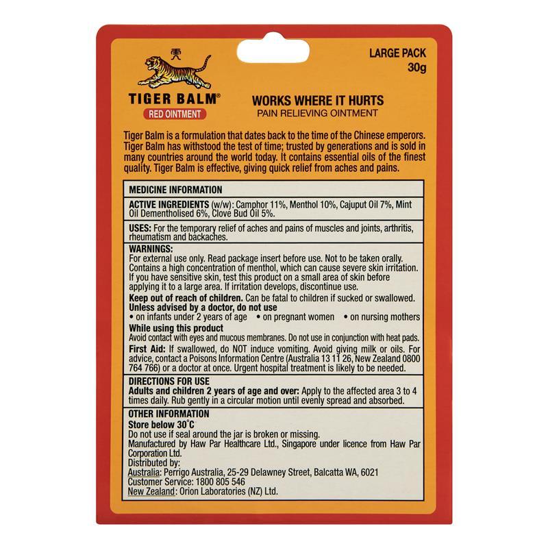 Buy Tiger Balm Red Ointment 30g online at Chemist Warehouse