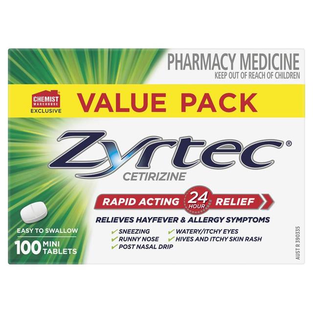 Buy Zyrtec 10mg 100 Tablets Exclusive Size online at Chemist Warehouse