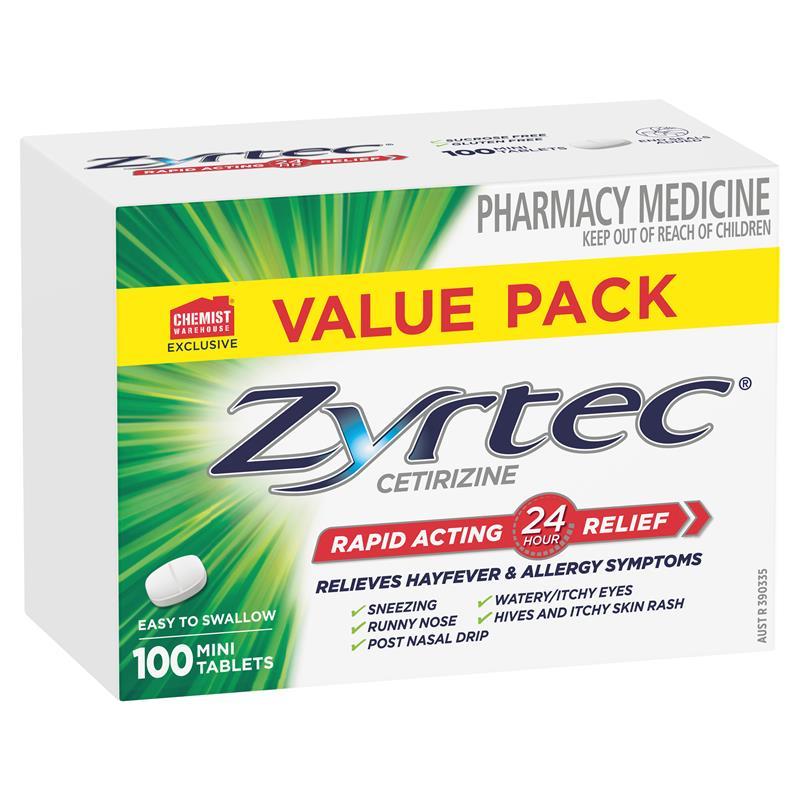 Buy Zyrtec 10mg 100 Tablets Exclusive Size online at Chemist Warehouse
