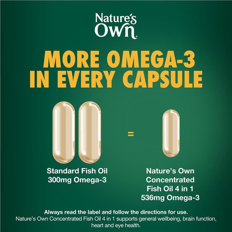 Buy Nature's Own Concentrated Fish Oil 4 in 1 180 Capsules online at ...