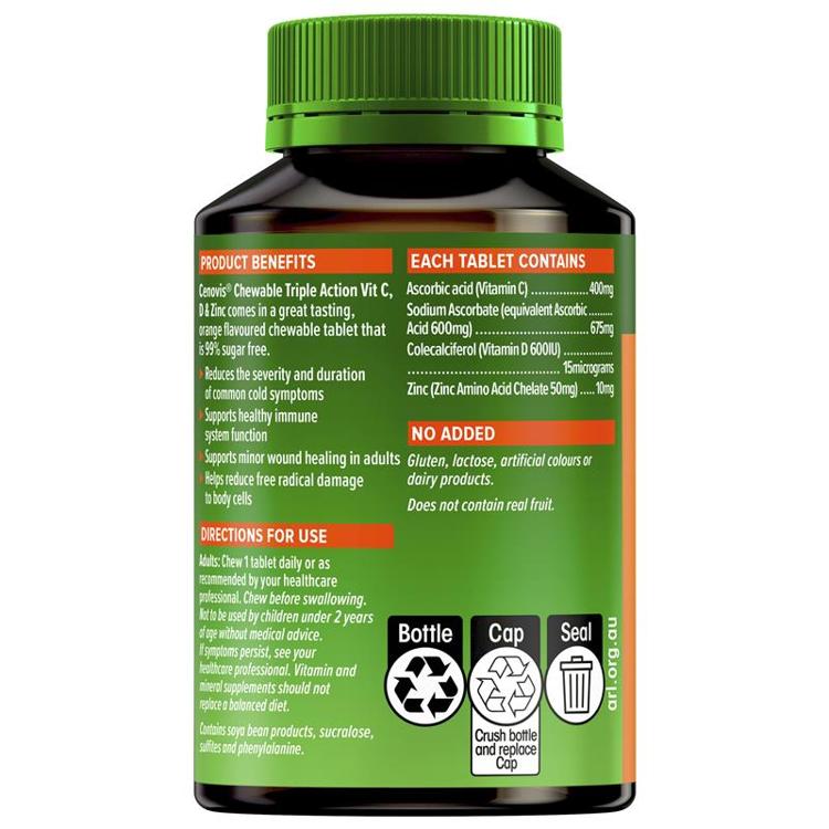 Buy Cenovis Triple Action Vit C D & Zinc 60 Chewable Tablets online at ...