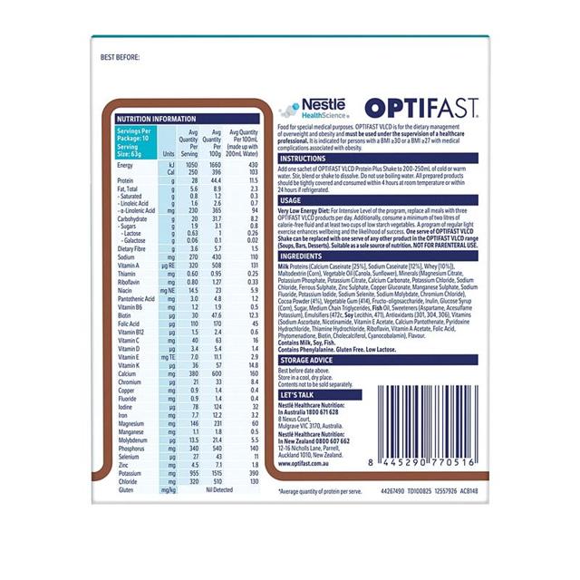 Buy Optifast VLCD Protein Plus Shake Chocolate 10 Pack 630g online at ...