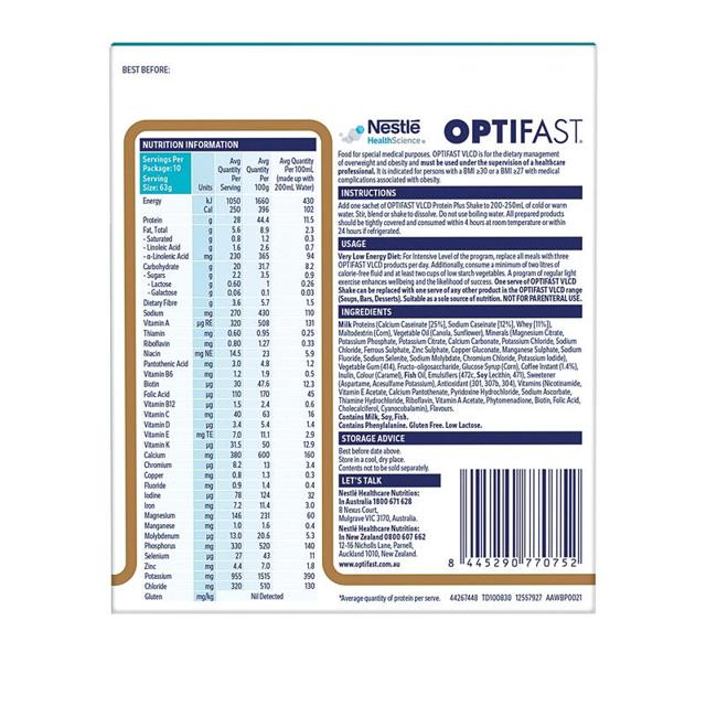 Buy Optifast VLCD Protein Plus Shake Coffee 10 Pack 630g online at ...