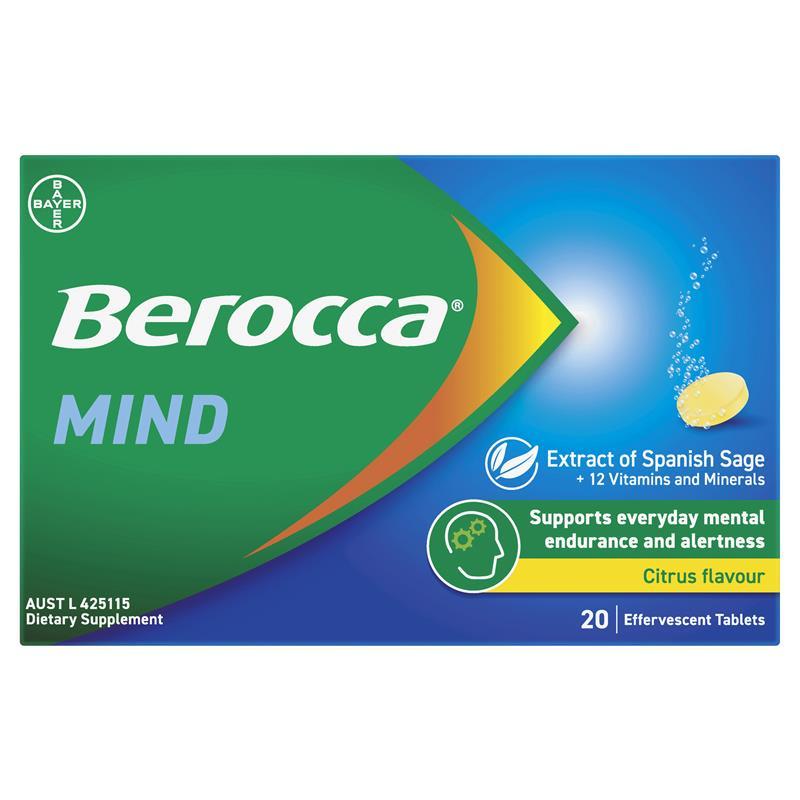 Buy Berocca Mind Citrus 20 Effervescent Tablets online at Chemist Warehouse