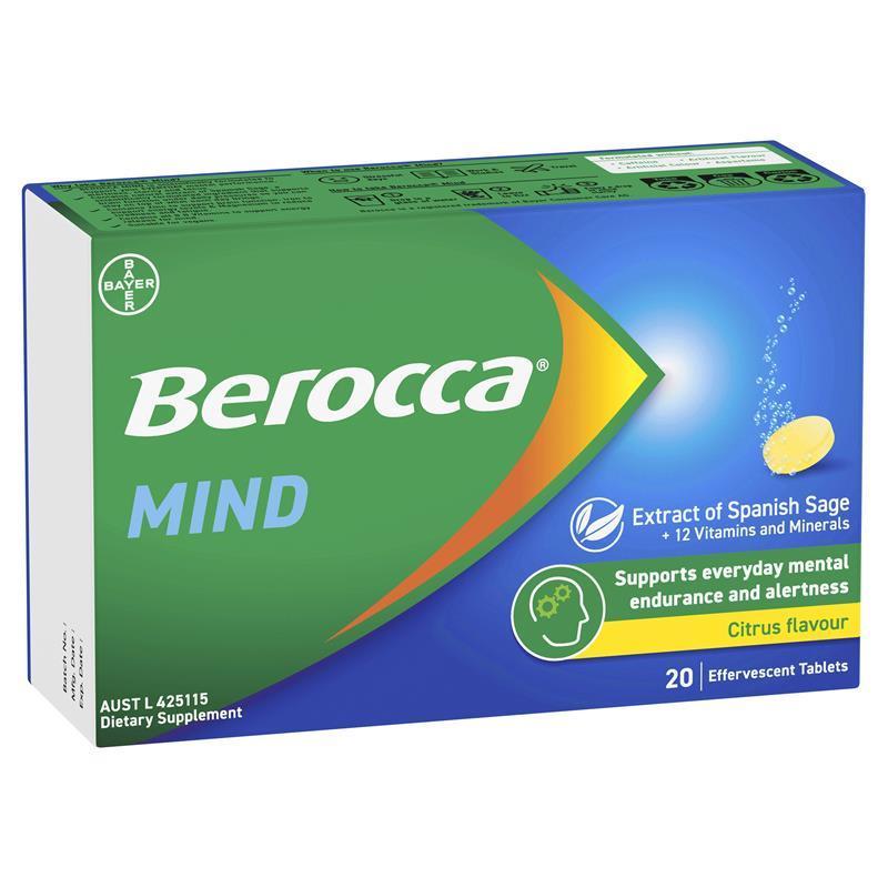 Buy Berocca Mind Citrus 20 Effervescent Tablets online at Chemist Warehouse