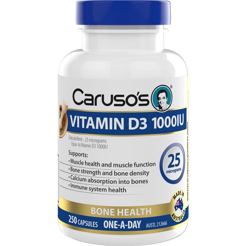 Buy Carusos Vitamin D3 1000IU 250 Capsules online at Chemist Warehouse