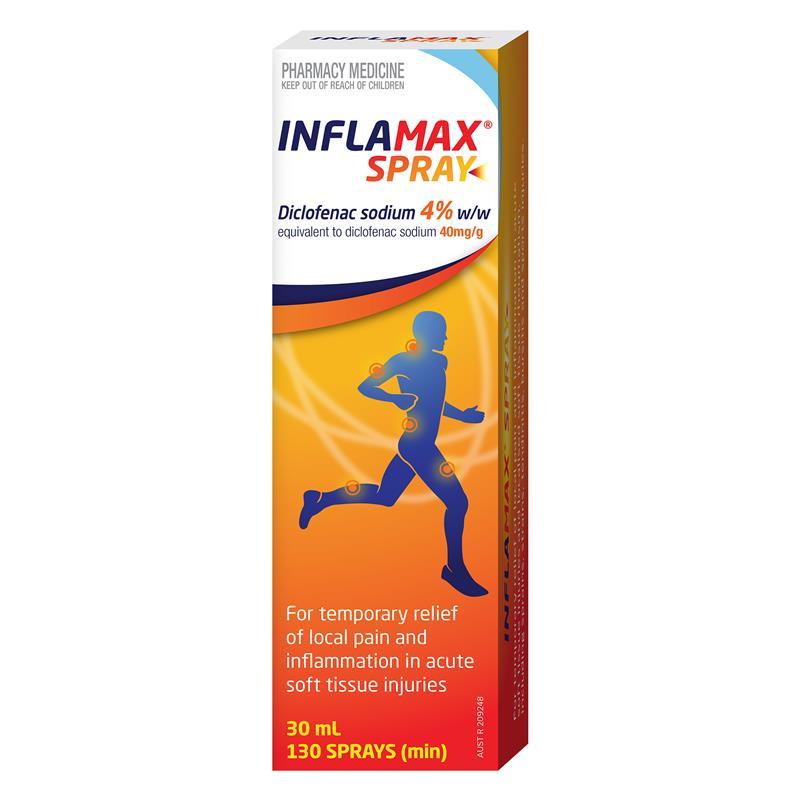 Buy Inflamax Spray Diclofenac 4% 30ml online at Chemist Warehouse