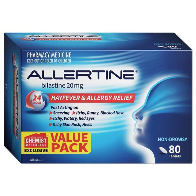 Buy Allertine 20mg 80 Tablets Exclusive Size online at Chemist Warehouse