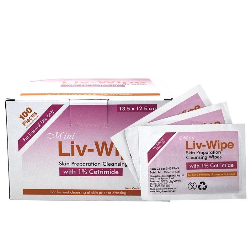 Buy Liv-Wipe Skin Prep Antiseptic Cleansing Wipe 1% Cetrimide 100pcs ...