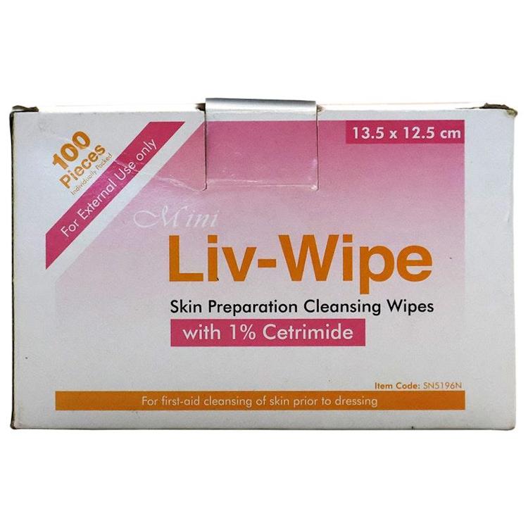 Buy Liv-Wipe Skin Prep Antiseptic Cleansing Wipe 1% Cetrimide 100pcs ...