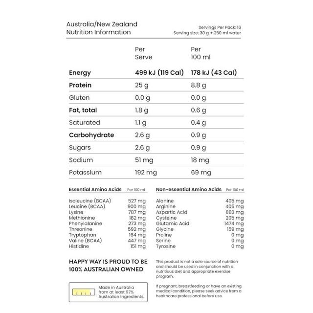 Buy Happy Way Flavourless Whey Protein Powder 500g online at Chemist ...