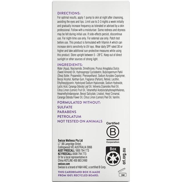 Buy Swisse Skincare Retinol 0.3% Advanced Night Serum 30ml online at ...