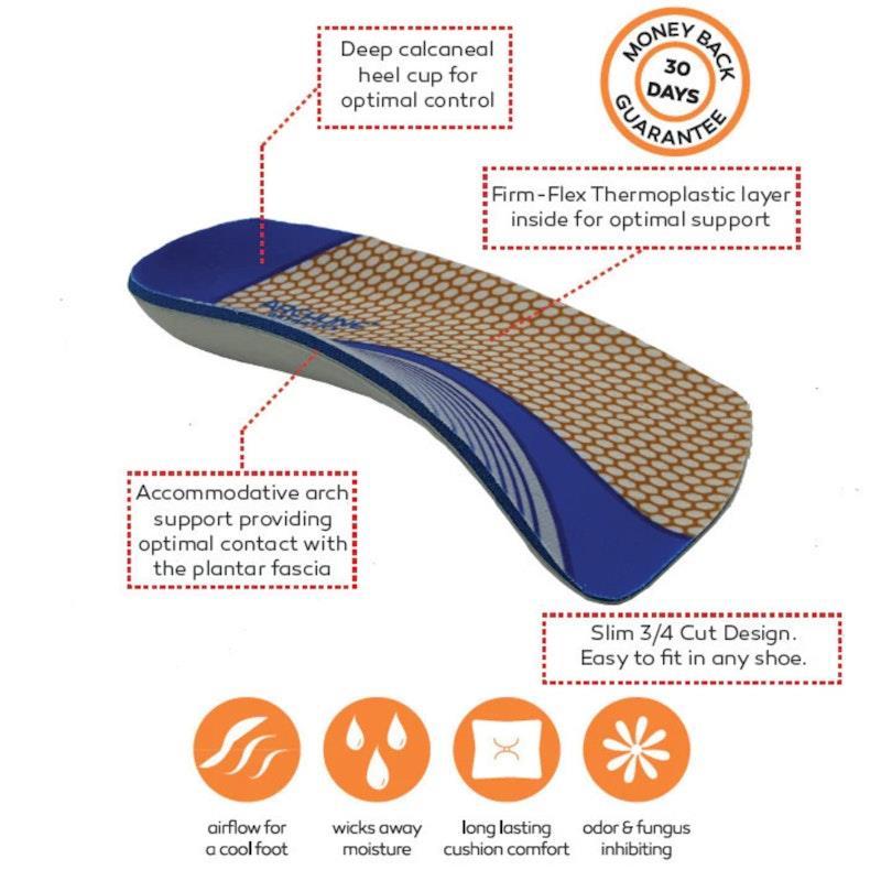 Buy Archline 3/4 Slim Orthotics Plantar Fasciitis Insoles Balance ...