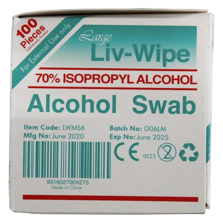 Buy Liv-Wipe 70% Alcohol Swabs Prep Pad - Large 100 Pieces online at ...