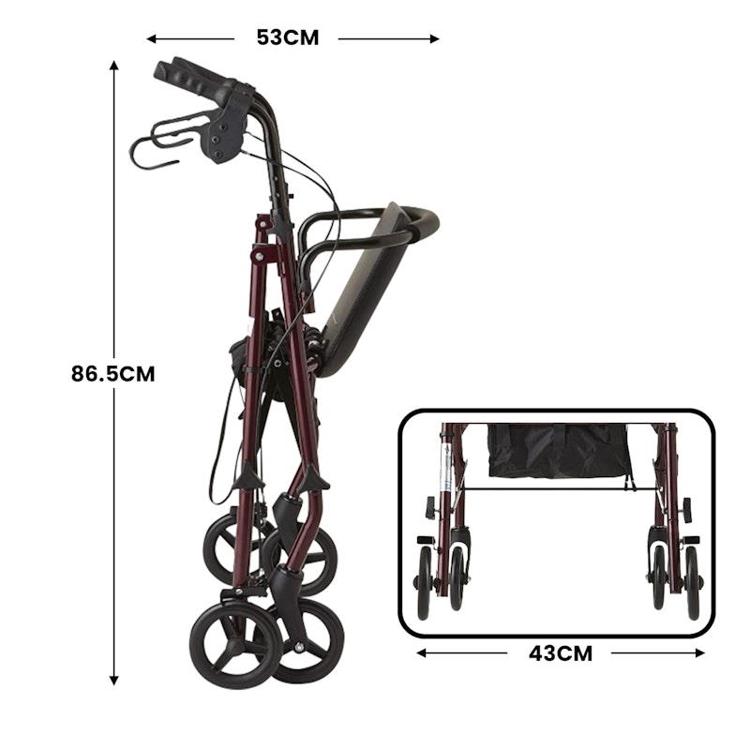 Buy Orthonica Foldable Steel Frame Rollator Mobility Aid 4 Wheel Walker ...