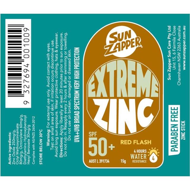 Buy SUN ZAPPER Red Flash Extreme Zinc Stick SPF 50+ 15g online at ...