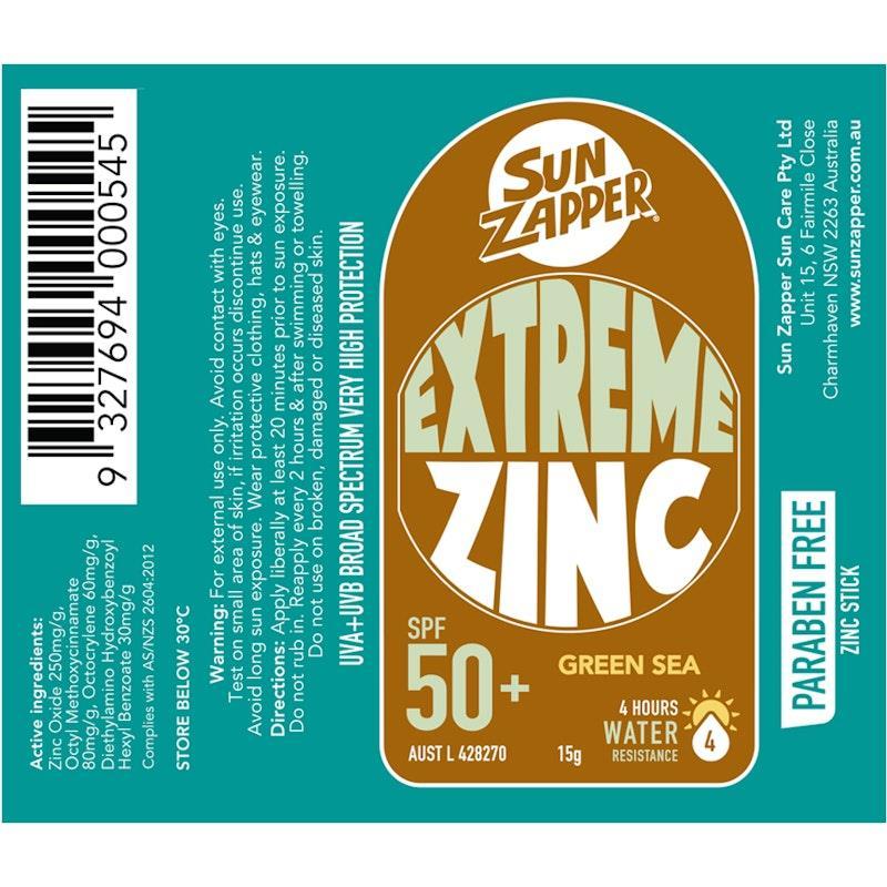 Buy SUN ZAPPER Green Sea Extreme Zinc Stick SPF 50+ 15g online at ...