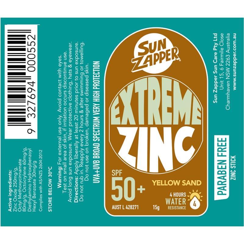 Buy SUN ZAPPER Yellow Sand Extreme Zinc Stick SPF 50+ 15g online at ...