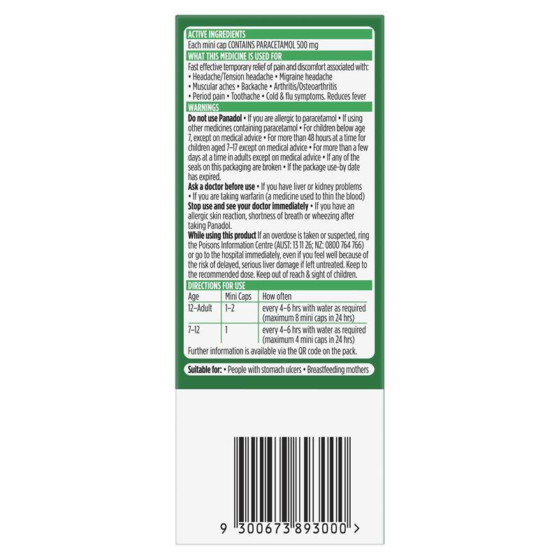 Buy Panadol Paracetamol Pain Relief 16 Mini Caplets online at Chemist ...