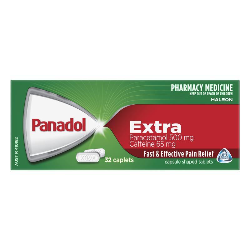 Buy Panadol Extra Paracetamol Pain Relief 32 Caplets online at Chemist ...