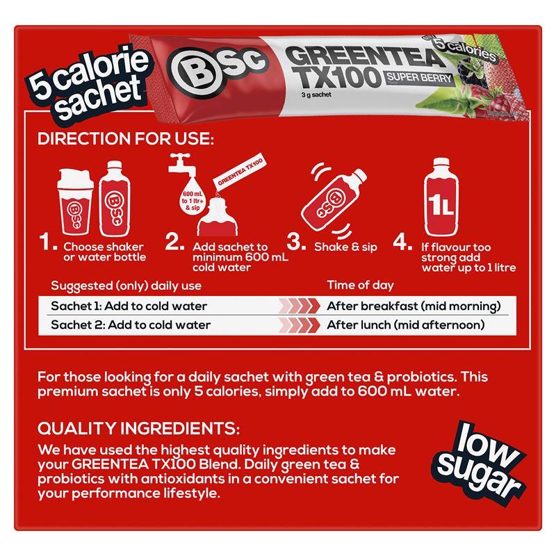 Buy BSc Green Tea TX100 Super Berry 60 x 3g Serve NEW online at Chemist ...