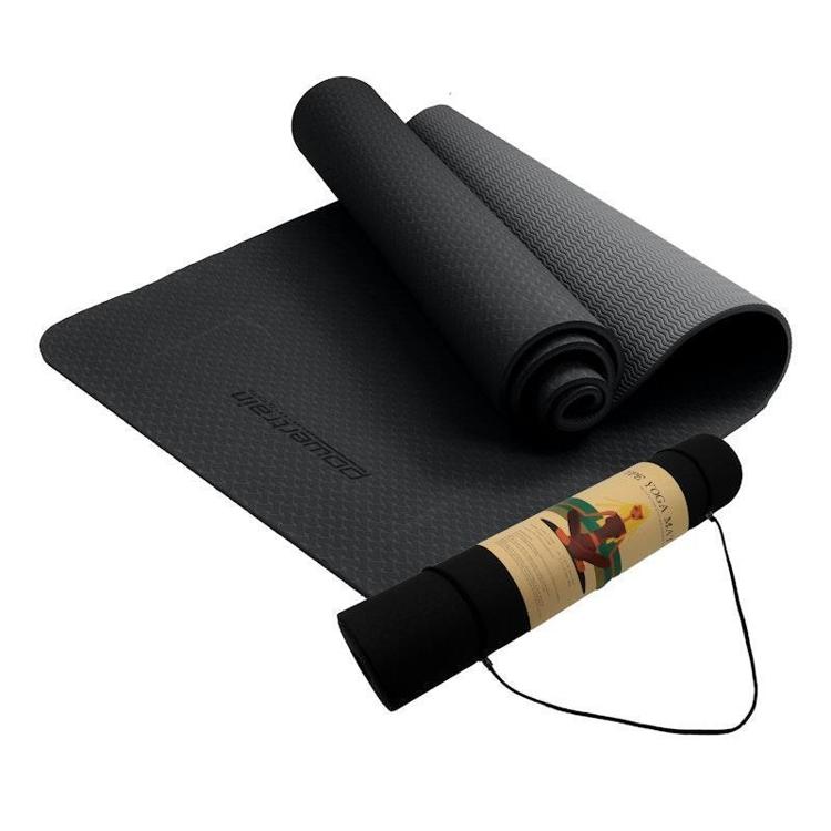 Buy Powertrain TPE Yoga Pilates Exercise Mat 6mm Black online at ...