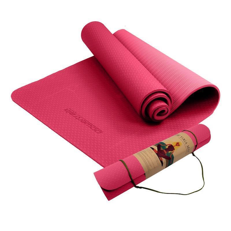 Buy Powertrain TPE Yoga Pilates Exercise Mat 6mm Rose Pink online at ...