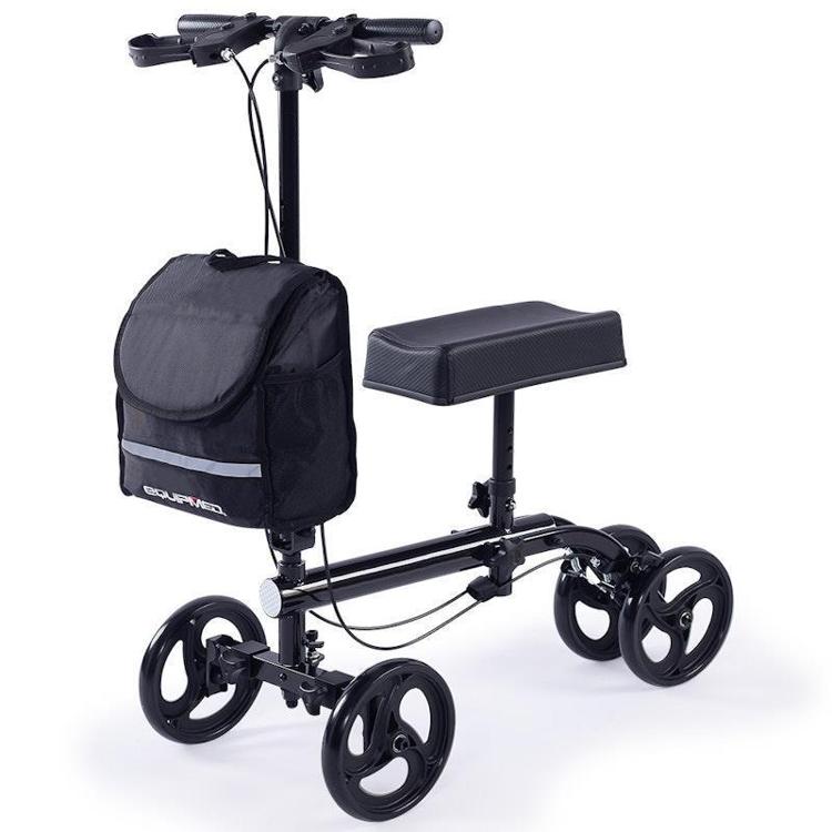 Buy Equipmed Knee Scooter Walker With Dual Brakes & Bag Black online at ...