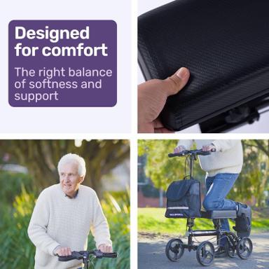 Buy Equipmed Knee Scooter Walker With Dual Brakes & Bag Black online at ...
