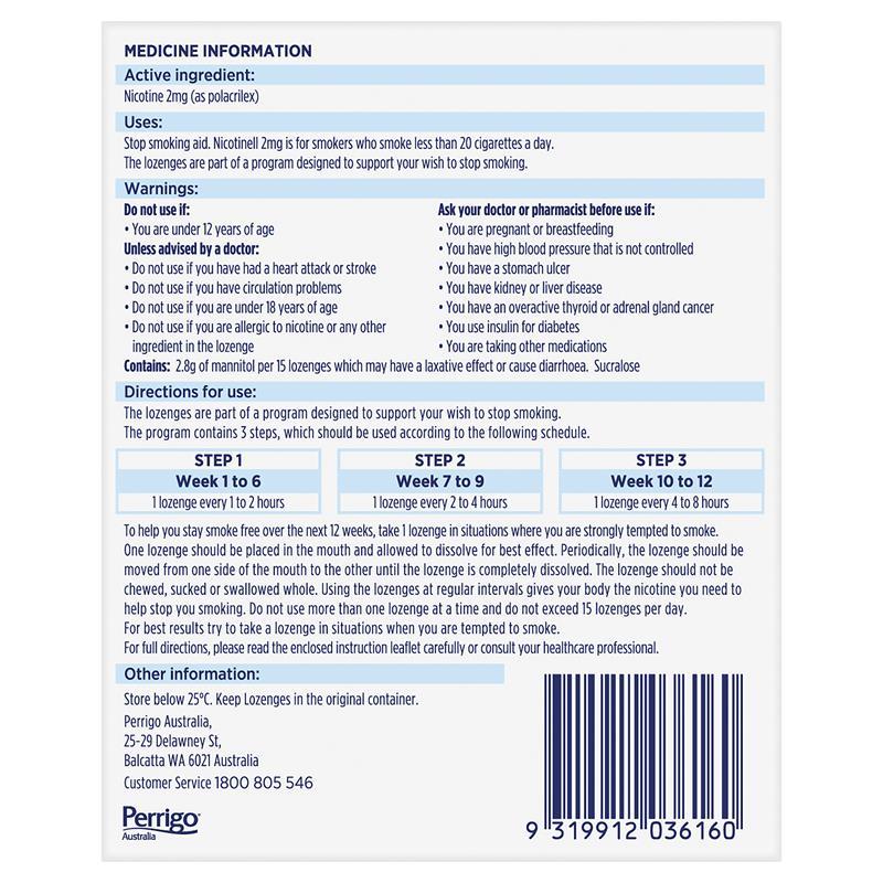 Buy Nicotinell Mini 2mg 162 Lozenges online at Chemist Warehouse