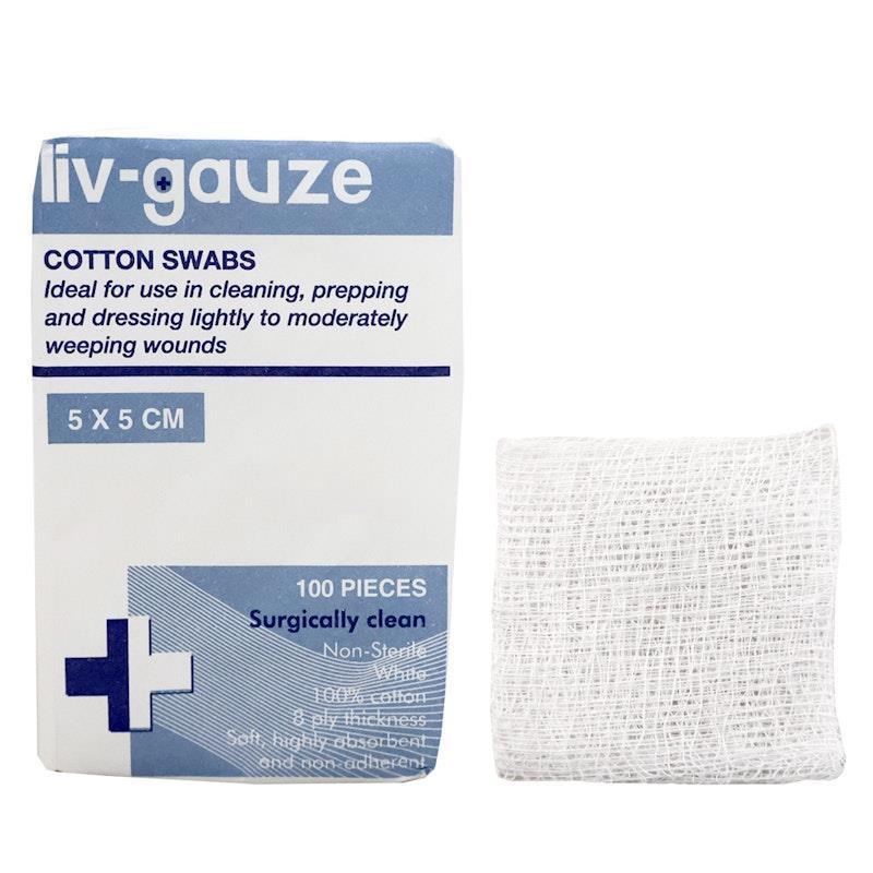 Buy Livingstone Gauze Swabs 8 Ply Cotton Non-Sterile 5x5cm 100 Pieces ...