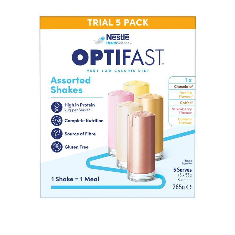 Buy Optifast VLCD Shake Assorted Pack 5 x 53g online at Chemist Warehouse