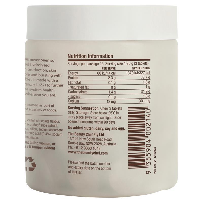 Buy The Beauty Chef Plumpers Chocolate Collagen Peptides 75 Chewable ...