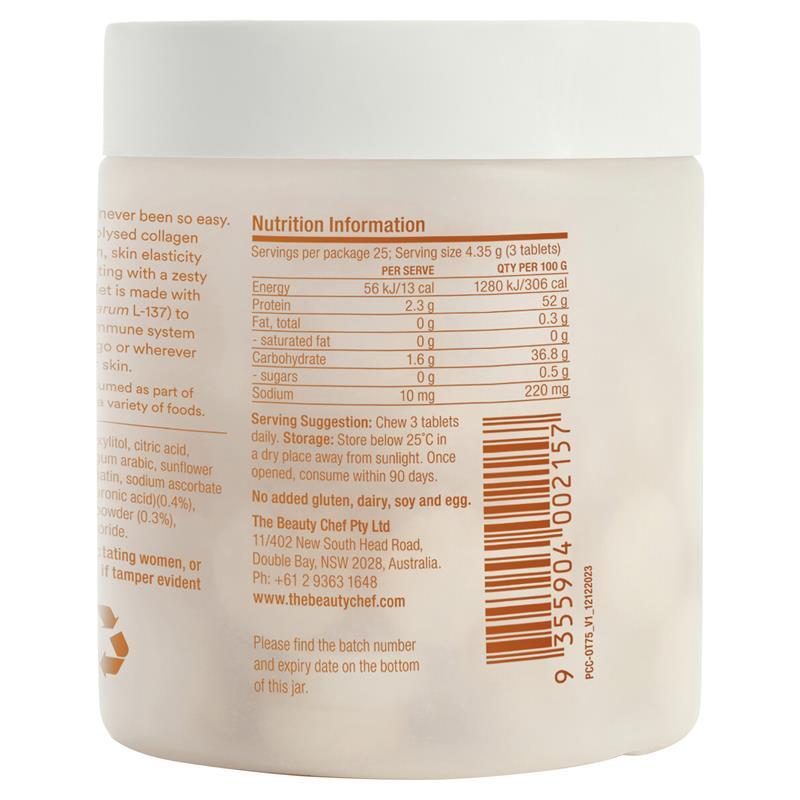 Buy The Beauty Chef Plumpers Orange Collagen Peptides 75 Chewable ...