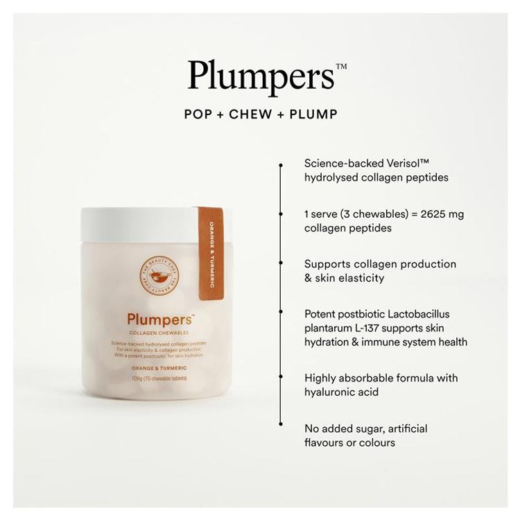 Buy The Beauty Chef Plumpers Orange Collagen Peptides 75 Chewable ...