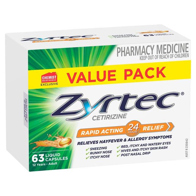 Buy Zyrtec Liquid Capsules 63 Exclusive Size online at Chemist Warehouse