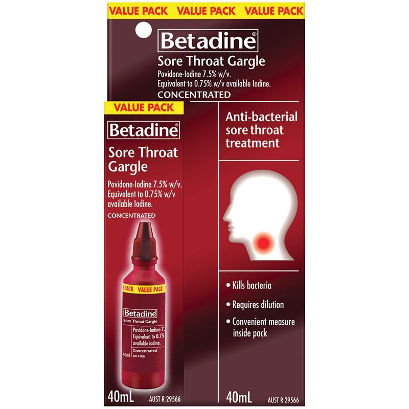 Buy Betadine Sore Throat Gargle 40ml online at Chemist Warehouse