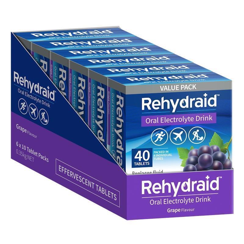 Buy Rehydraid Electrolyte Effervescent Tablets Grape 6x40 Packs online ...