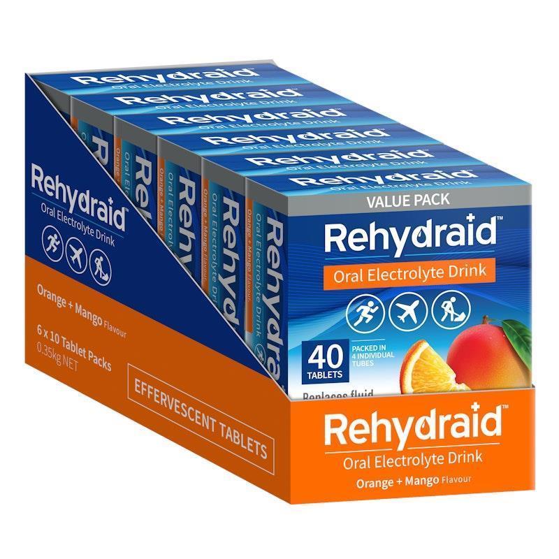 Buy Rehydraid Electrolyte Effervescent Tablets Orange & Mango 6x40 ...