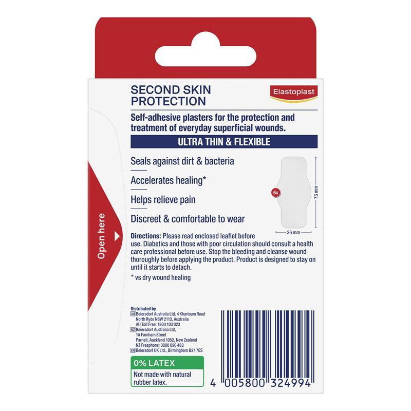 Buy Elastoplast Second Skin Protection Strips 3.6cm x 7.3cm 6 Pack ...