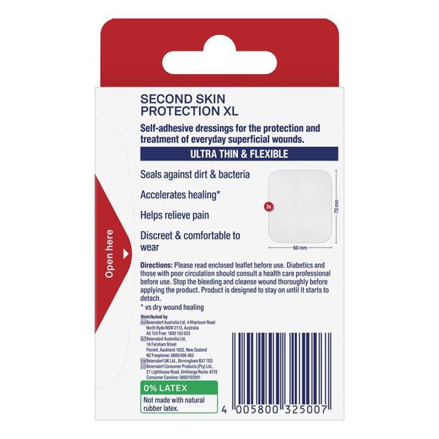 Buy Elastoplast Second Skin Protection Strips XL 6cm x 7cm 3 Pack ...
