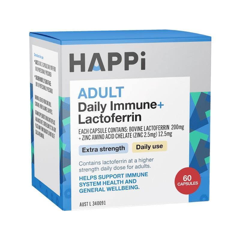 Buy Happi Adult Daily Immune+ Lactoferrin 60 Capsules online at Chemist ...