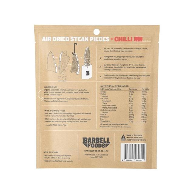 Buy Barbell Foods Biltong Chilli 70g 12 Pack online at Chemist Warehouse