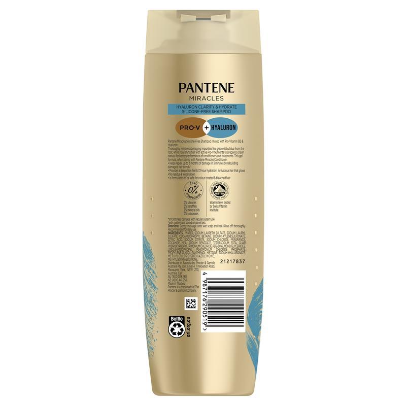 Buy Pantene Miracles Hyaluron Clarify & Hydrate Silicone-Free Shampoo ...