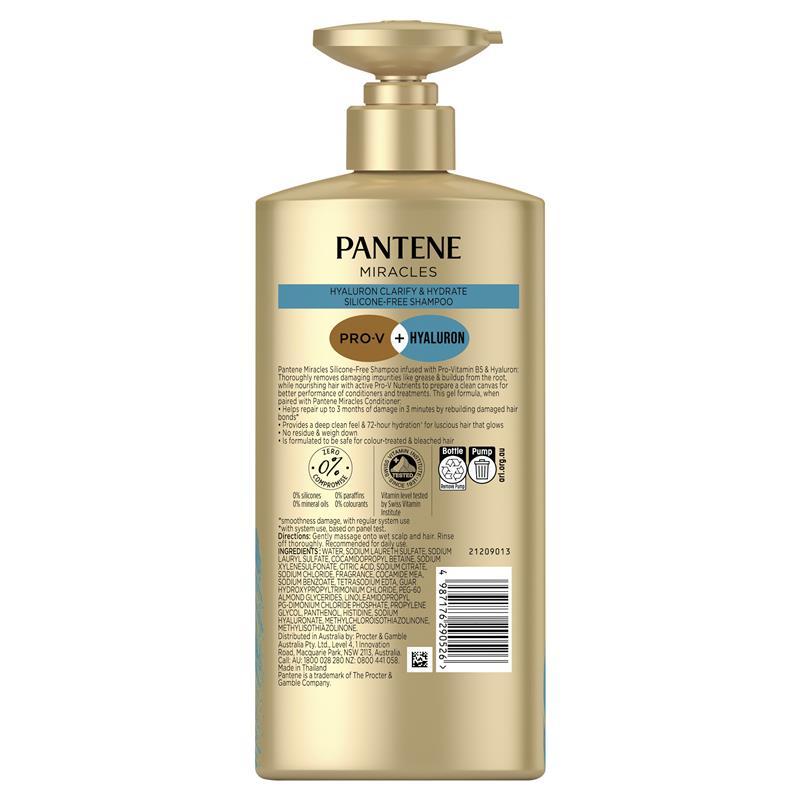 Buy Pantene Miracles Hyaluron Clarify & Hydrate Silicone-Free Shampoo ...