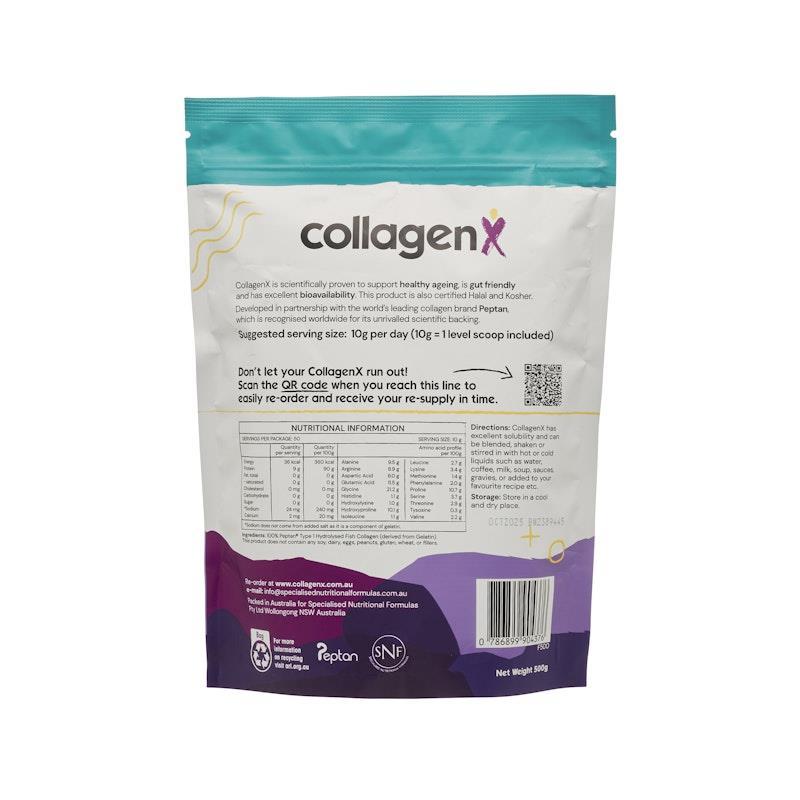 Buy CollagenX Pure Hydrolysed Fish Collagen Peptide Powder 500g online ...
