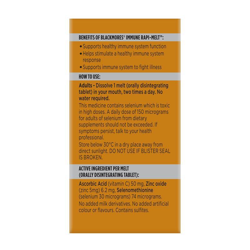 Buy Blackmores Immune Rapi-Melt 90 Tablets online at Chemist Warehouse